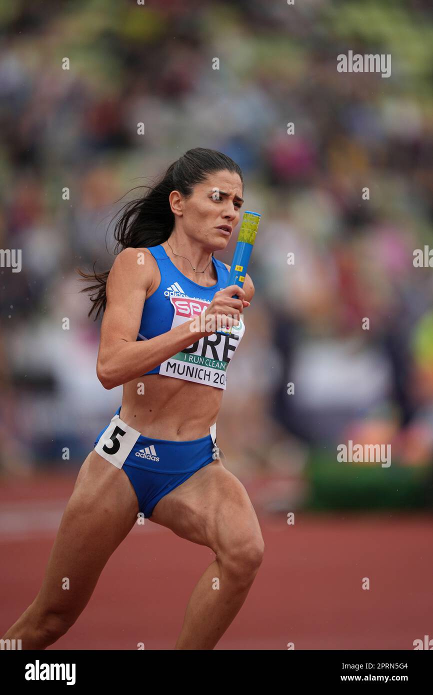 Dimitra Gnafaki participating in the 4x400 meters relay of the European ...