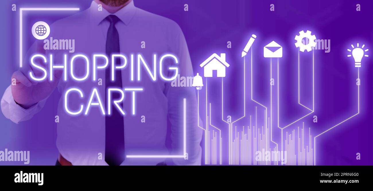 Hand writing sign Shopping Cart, Business approach Case Trolley ...