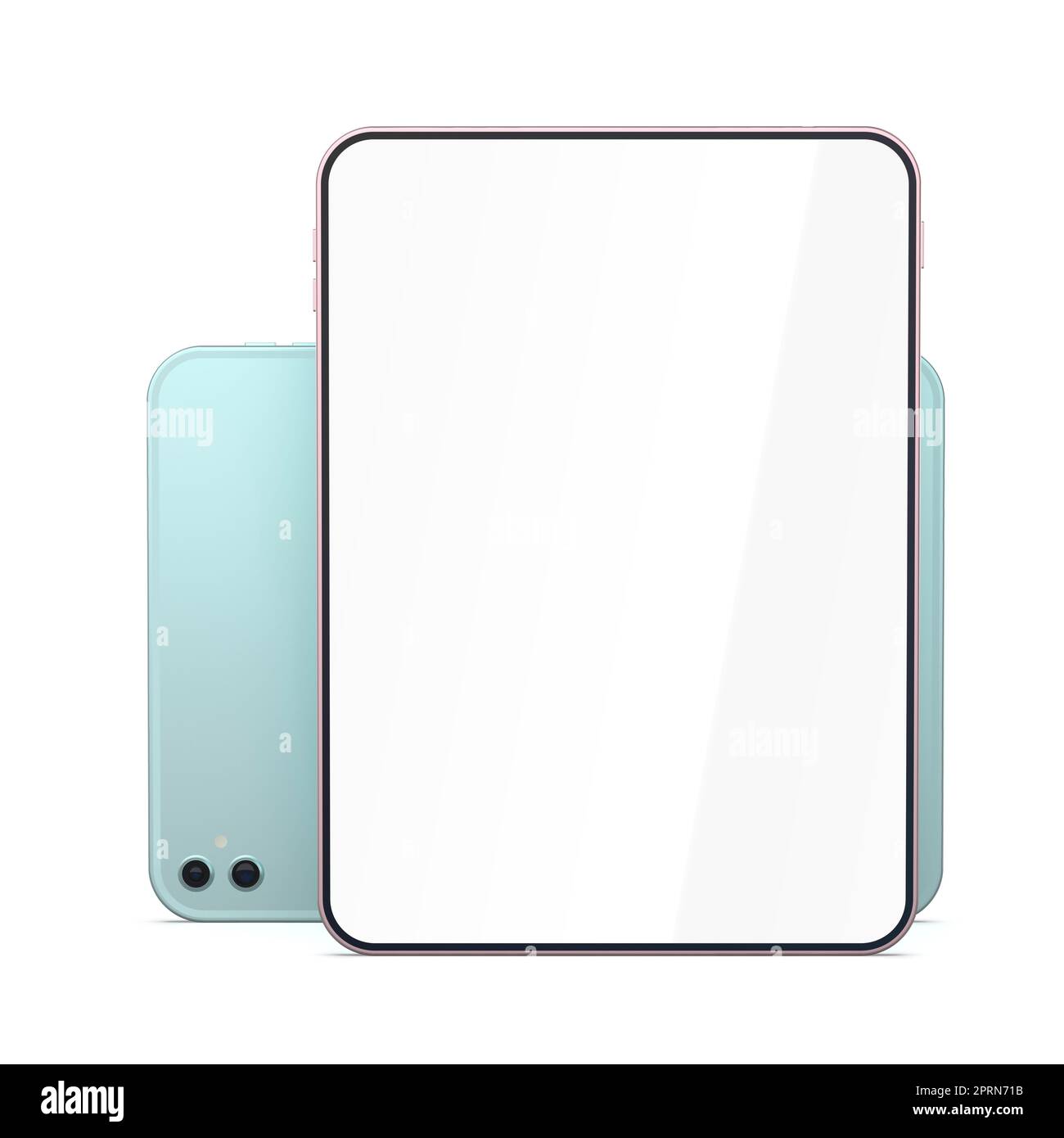 Two different colored tablet computers on white background Stock Photo ...