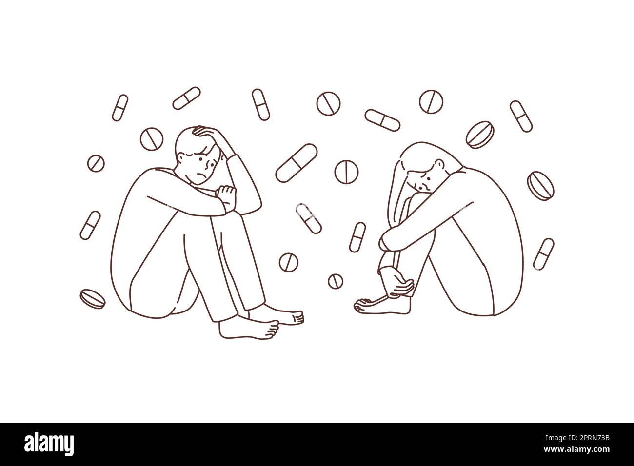 Depressed people suffer from medication dependence. Unhappy patients ...