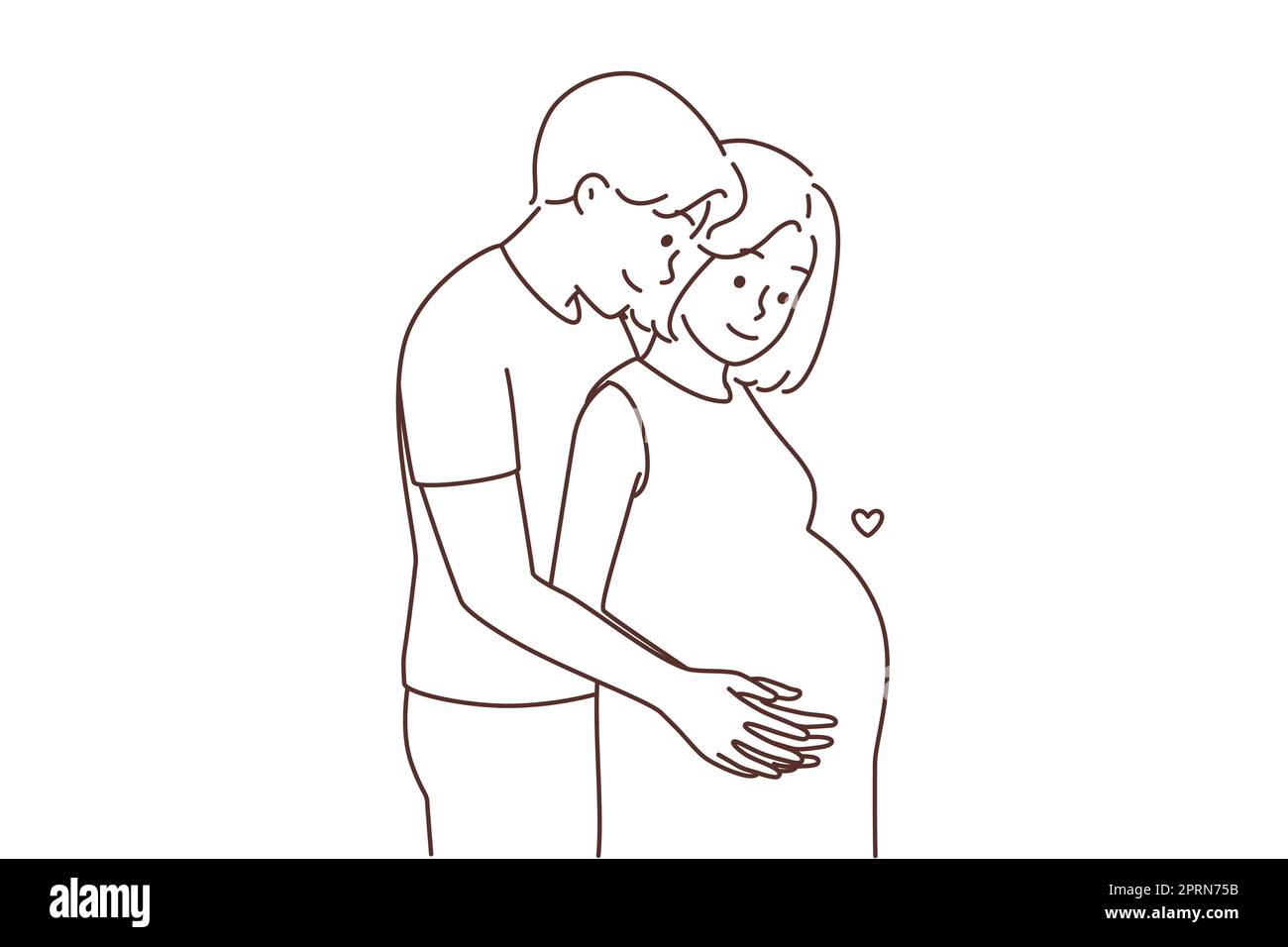 Happy couple excited with pregnancy waiting for baby. Smiling man ...