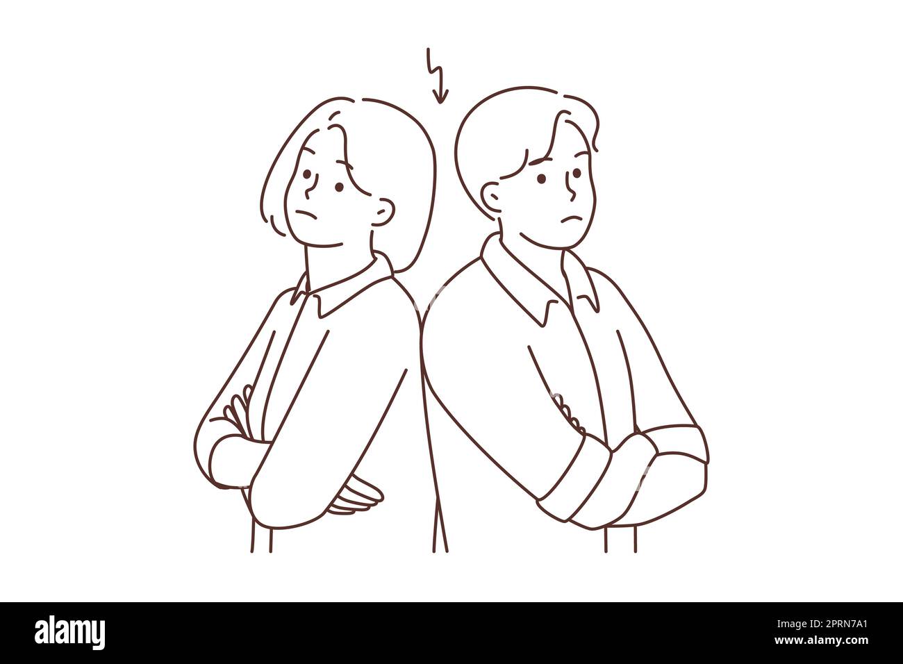 Angry unhappy couple back to back avoid talking. Upset man and woman ...