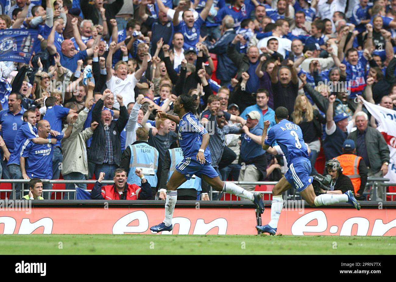 File photo dated 19-05-2007 of Chelsea's Didier Drogba (c) celebrating ...
