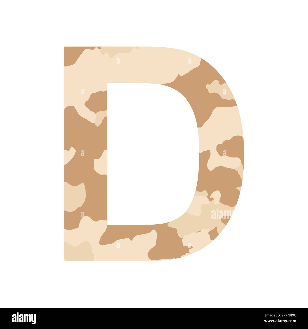 English alphabet letter D, khaki style isolated on white background ...