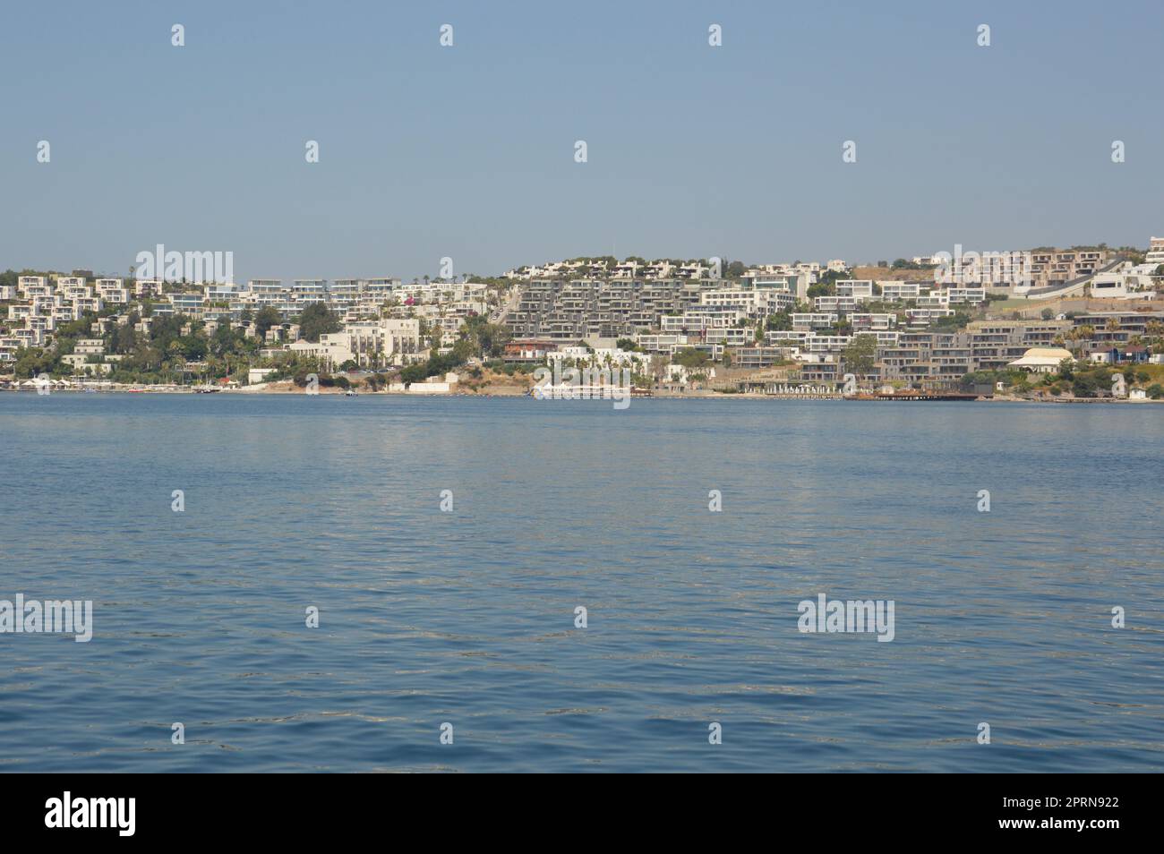Panorama of Gumbet in Bodrum from in the yacht Stock Photo - Alamy