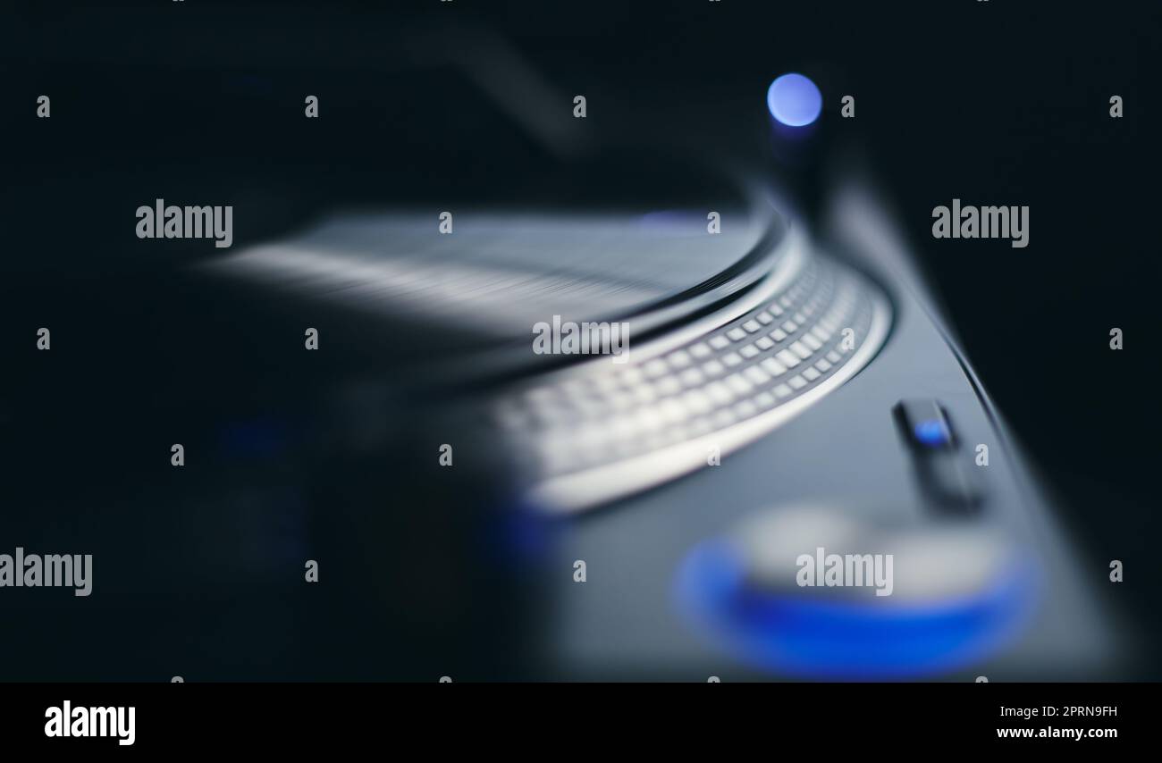 Dj turntable player in close up. Professional analog deck with vinyl ...
