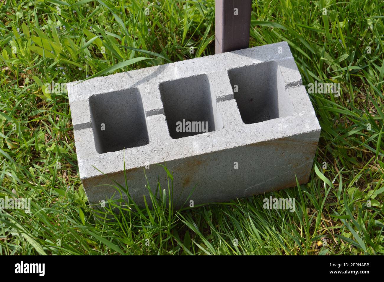 Construction and installation of a base of cinder the blocks Stock ...