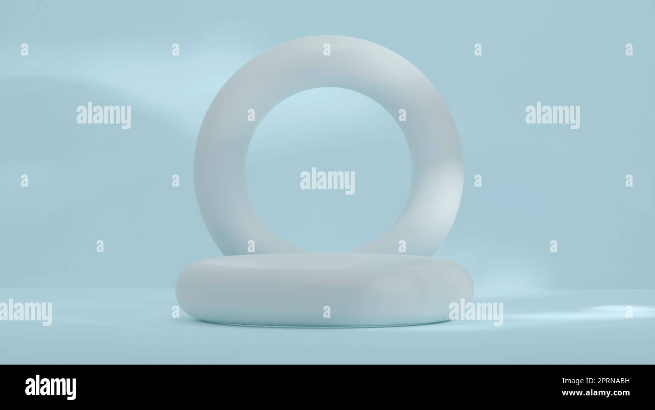 Light blue ring, in room background with light blue. 3D render Stock ...