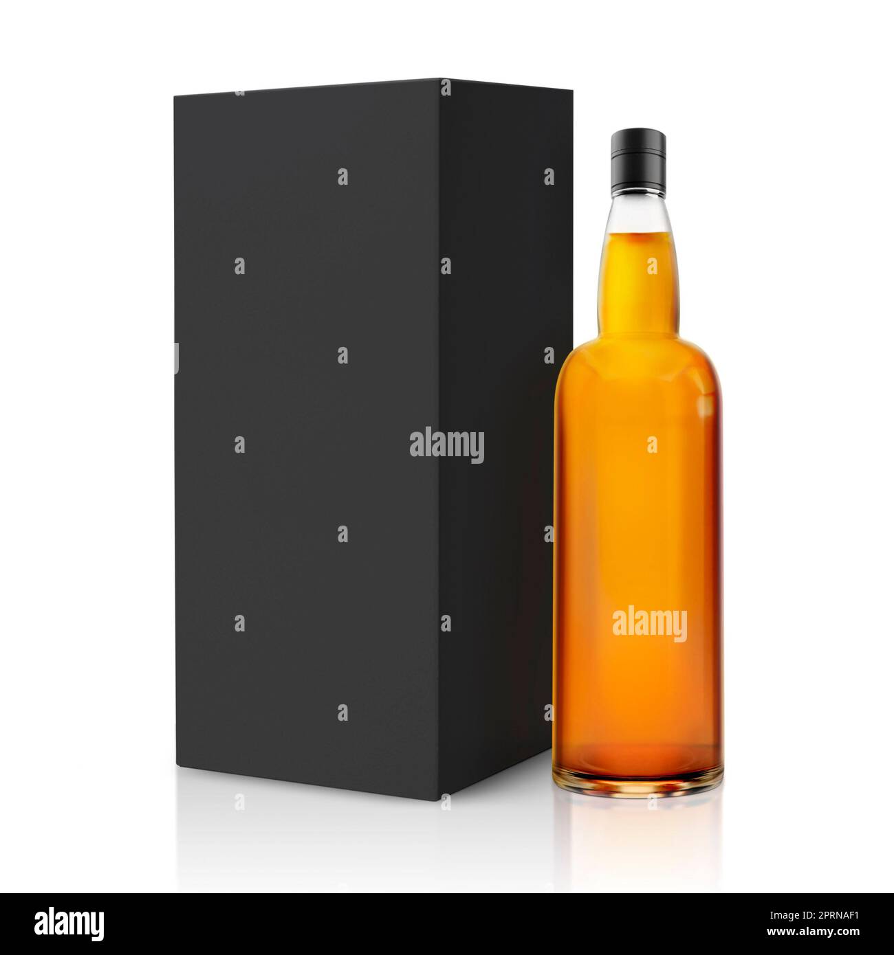 Whisky bottle with paper box packaging for branding. 3d render Stock ...
