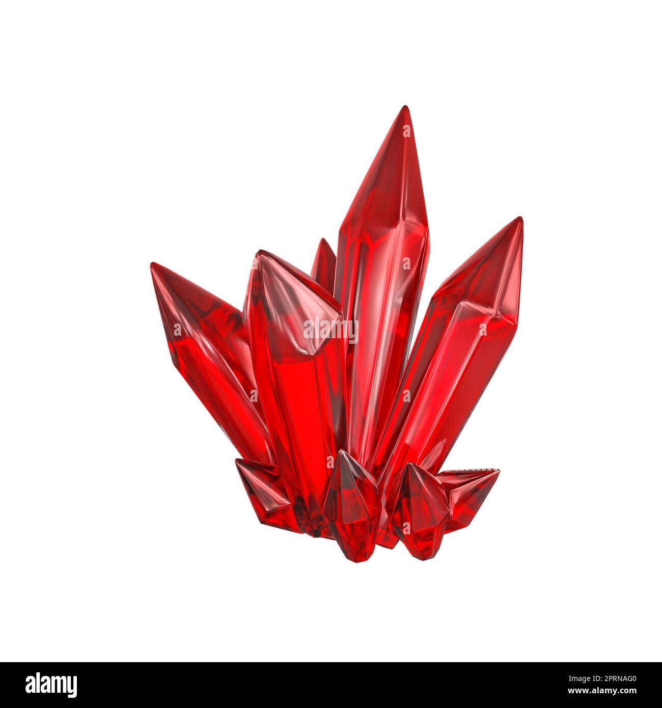 3D render, emerald red crystal isolated on white background, gems ...