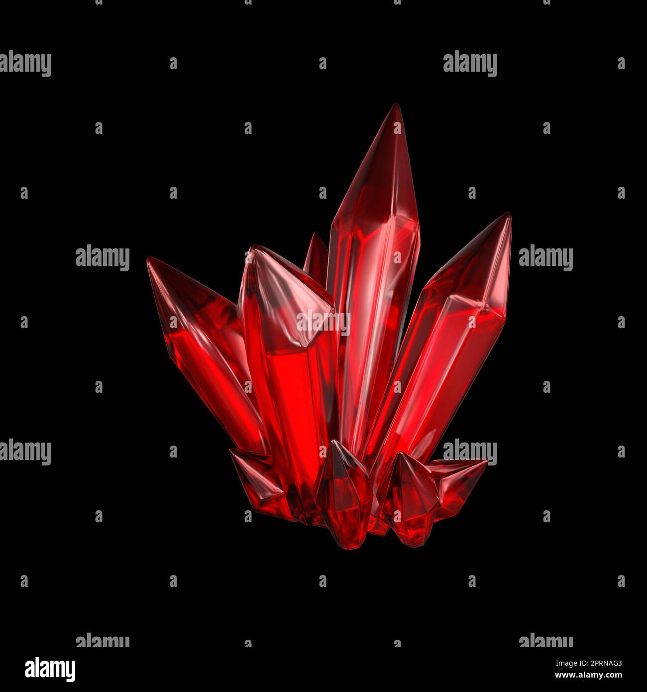 3D render, emerald red crystal on black background, gems, natural ...