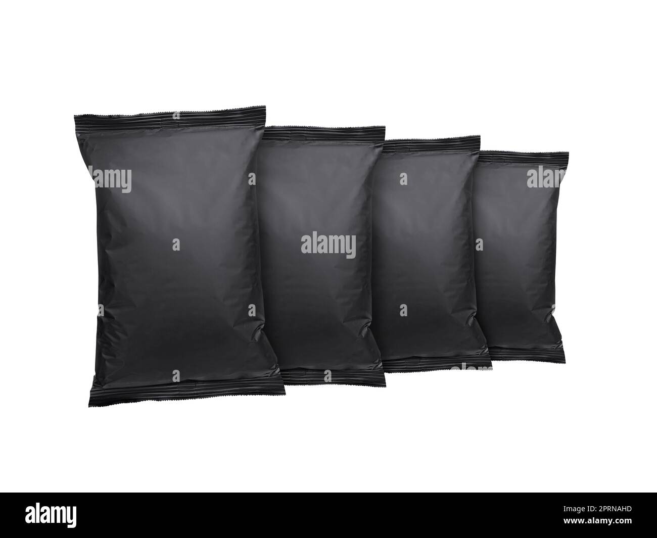 Black foil food package mockup, template for design use Stock Photo - Alamy