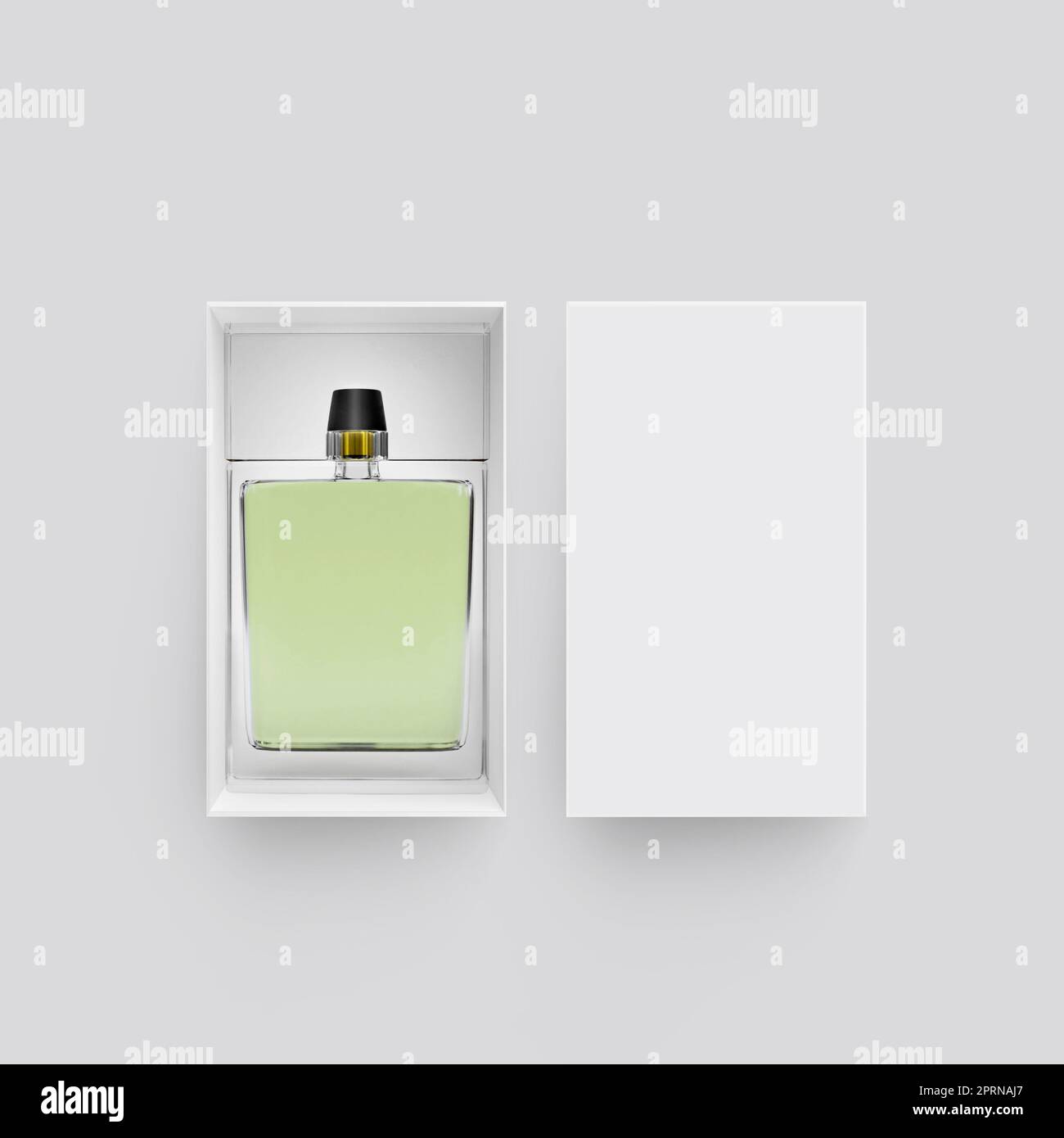 Blank perfume bottle in hard box for branding, 3d render illustration ...