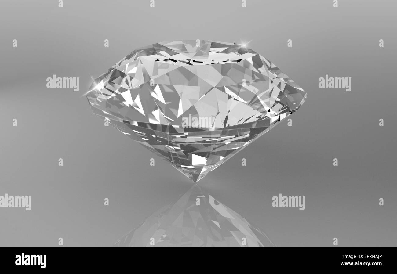 Dazzling diamond on grey background. 3D render Stock Photo - Alamy