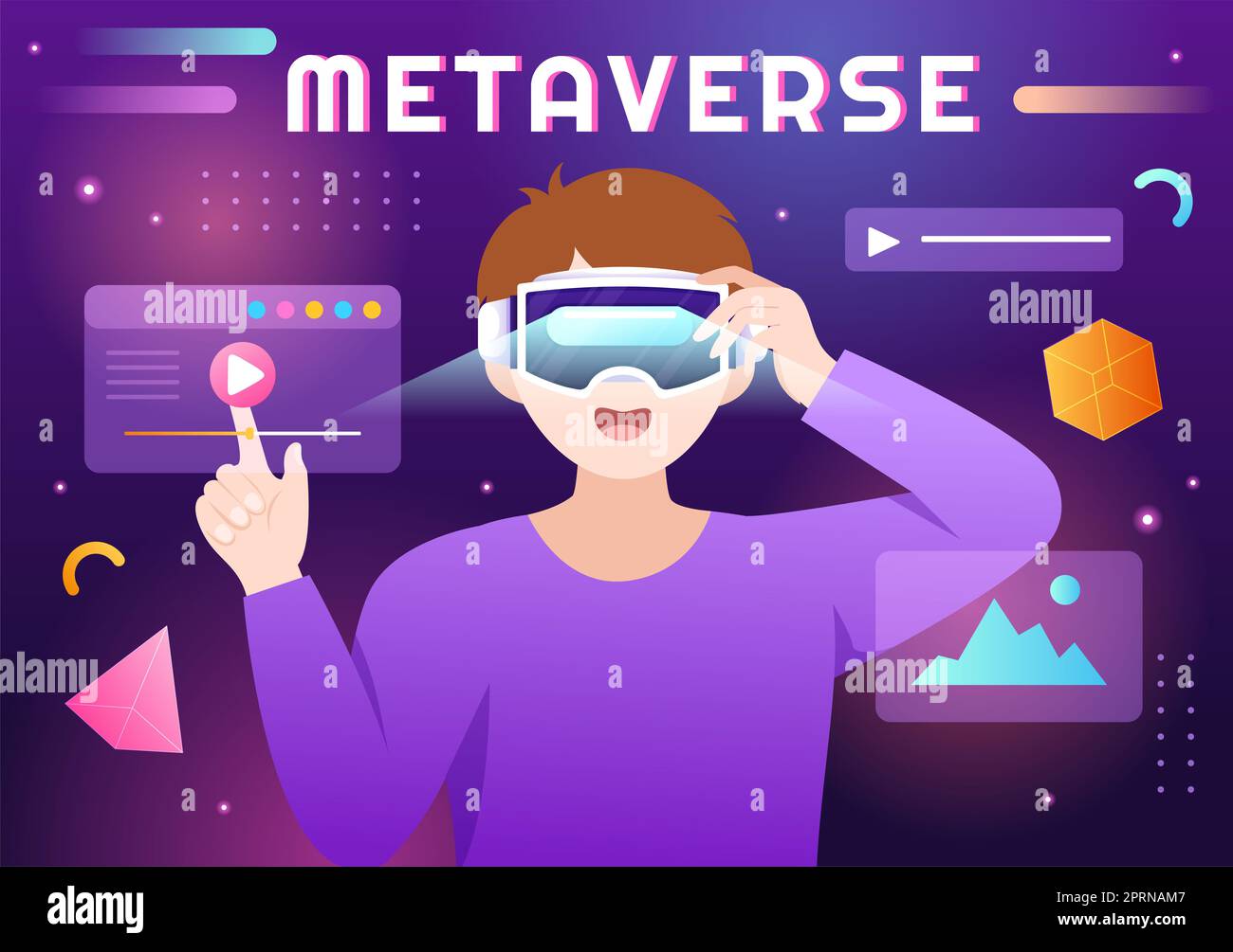 Metaverse Digital Virtual Reality Technology wears VR Glasses for ...
