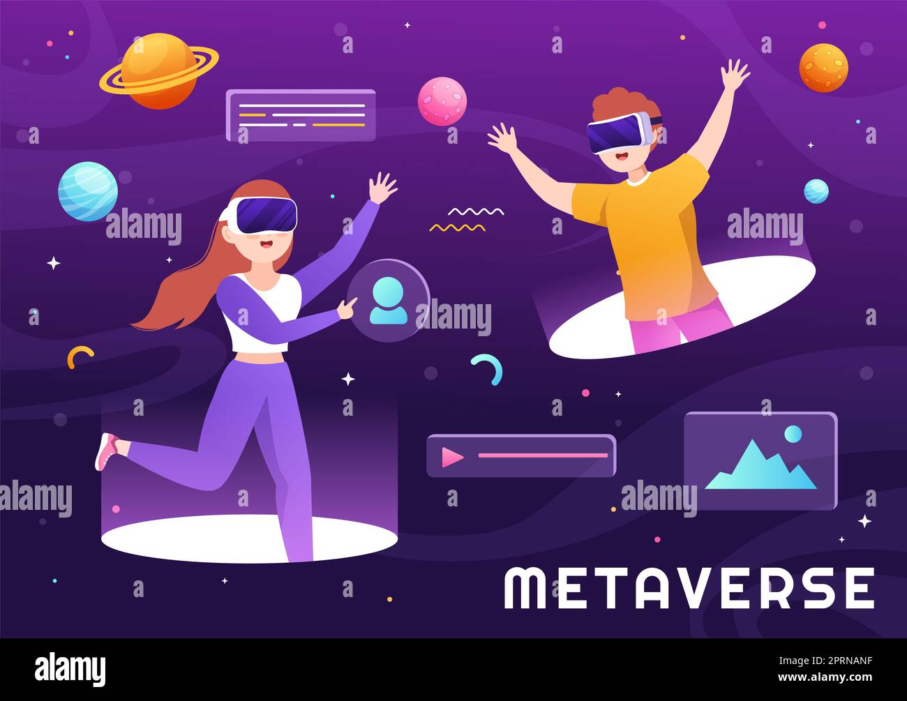 Metaverse Digital Virtual Reality Technology wears VR Glasses for ...