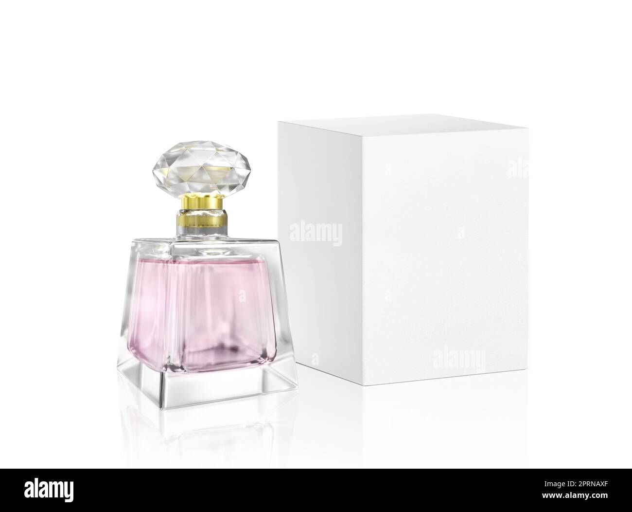 Perfume bottle and white packaging box Stock Photo - Alamy