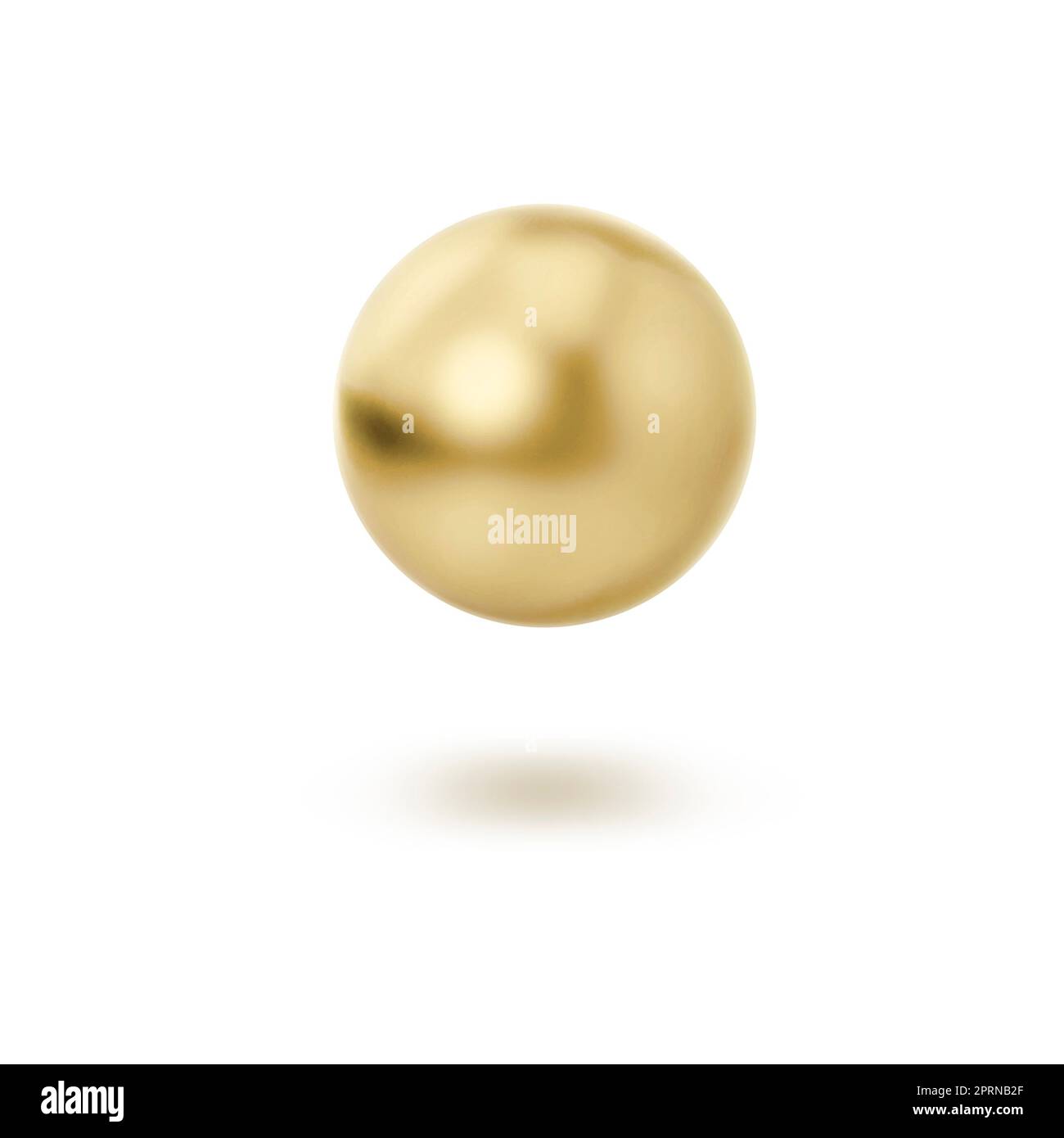 Realistic glossy chromium gold ball with glares and reflection on white ...