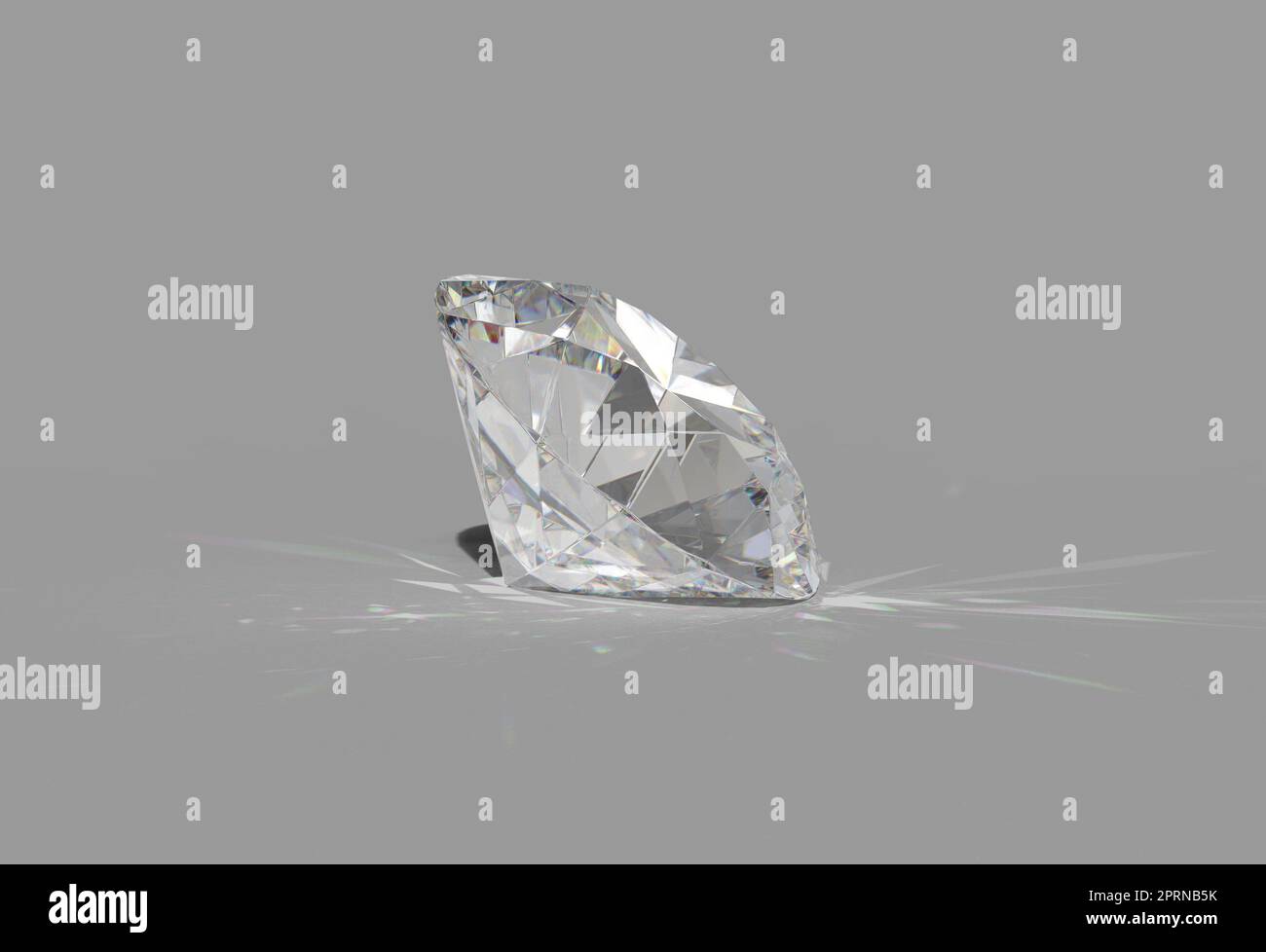 round diamond cut on shiny white background, back light, shiny, caustic ...