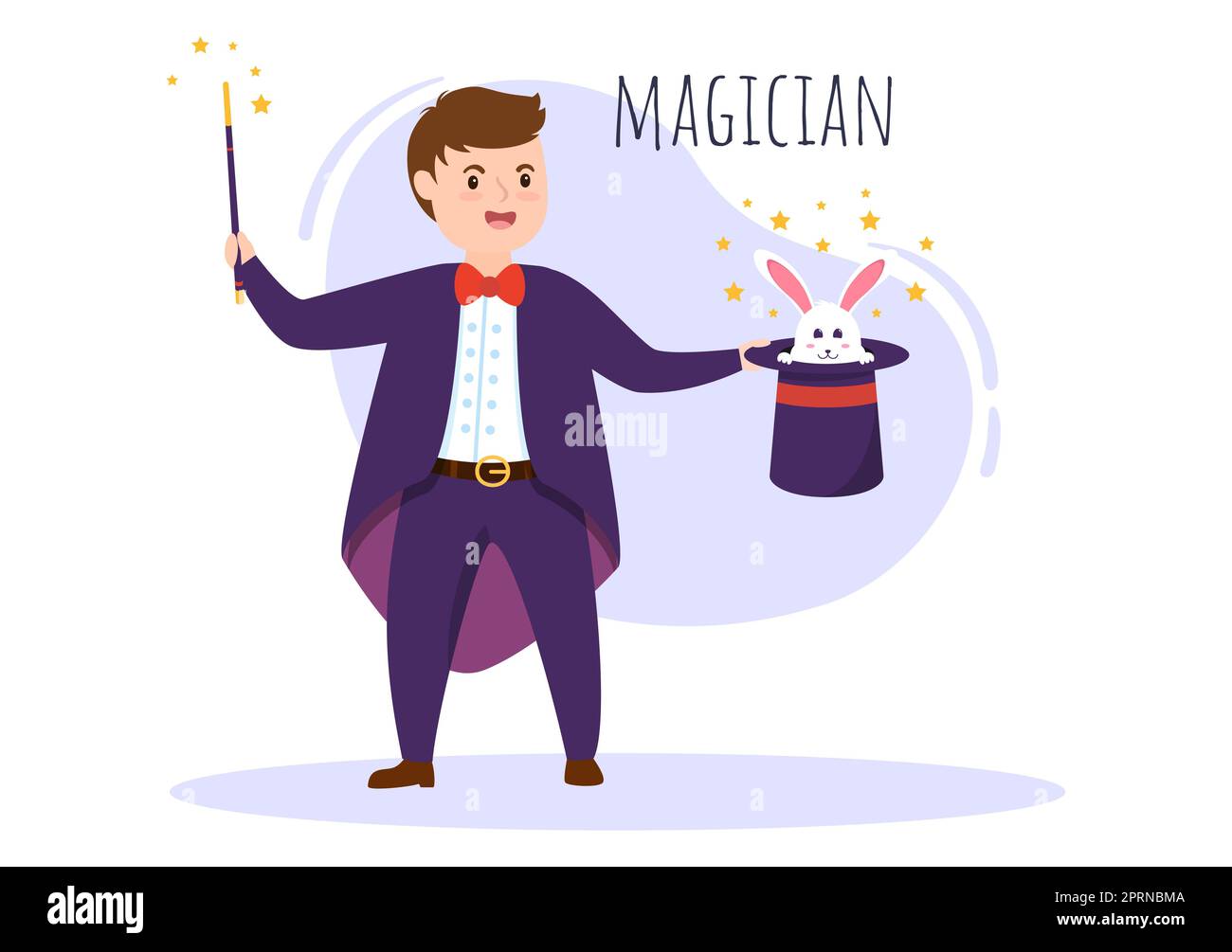 Magician Illusionist Conjuring Tricks and Waving a Magic Wand above his ...