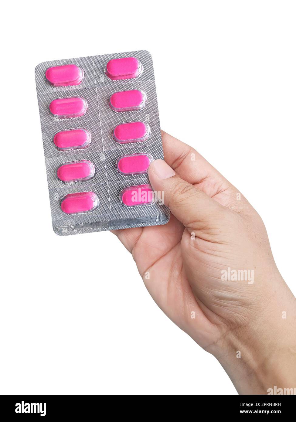 Hand holding medical drugs on white background. Pharmacy and medicine ...