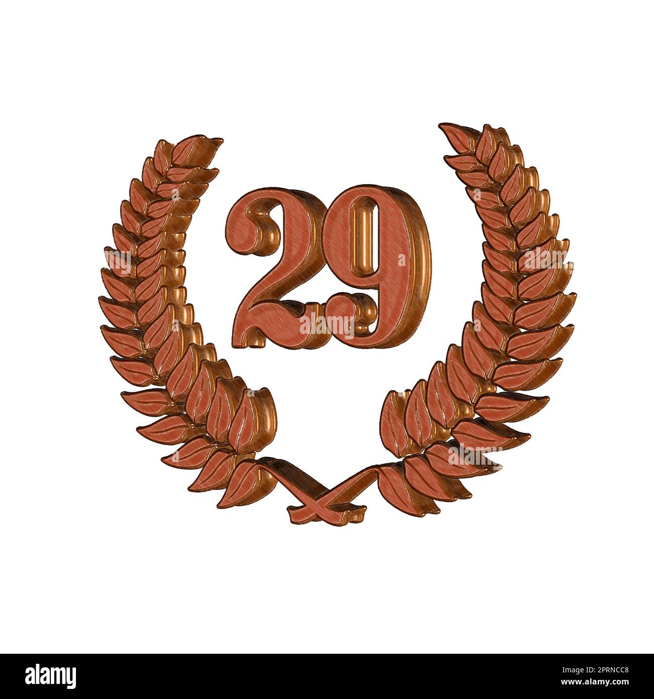 Number 29 with laurel wreath or honor wreath as a 3D-illustration, 3D ...