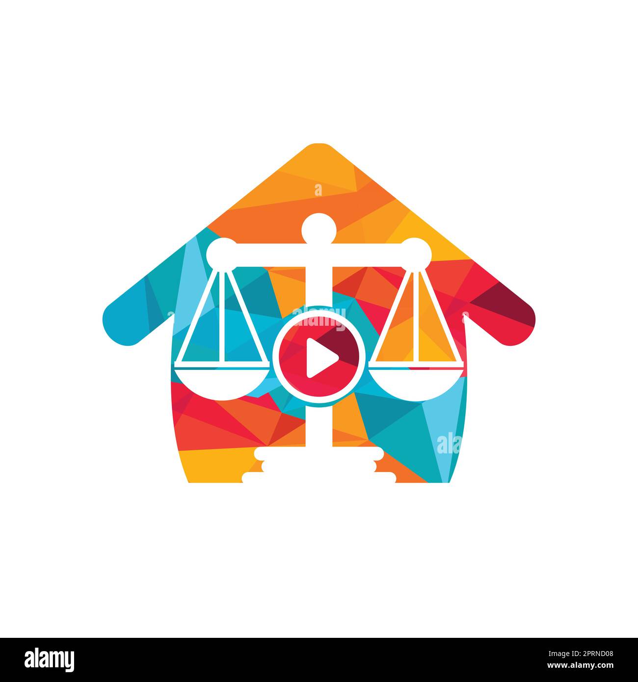 Creative play media law firm vector logo design. Scales and record with ...