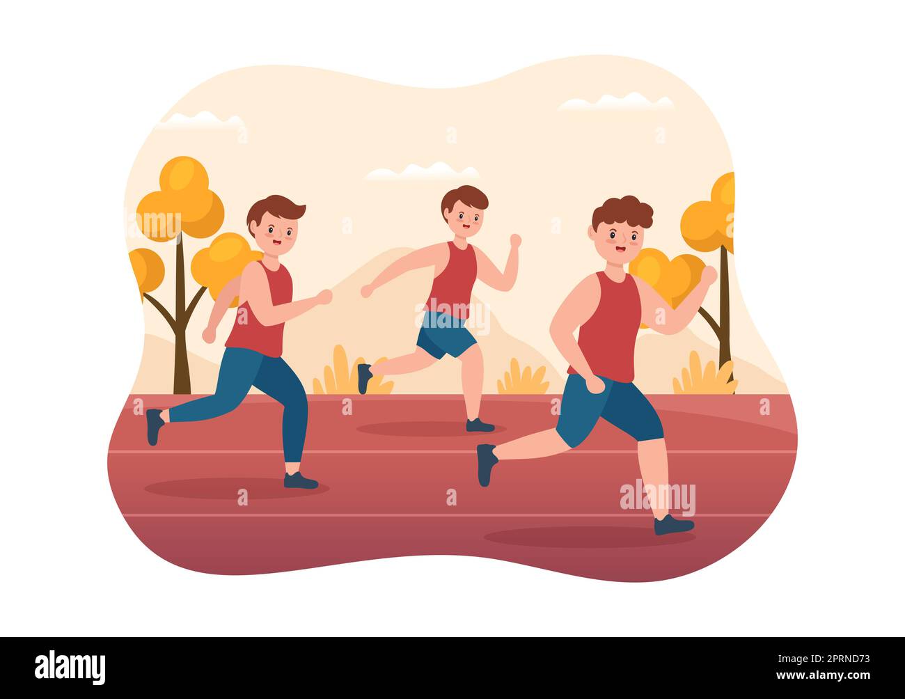 Running Racing Template Hand Drawn Cartoon Flat Illustration People ...