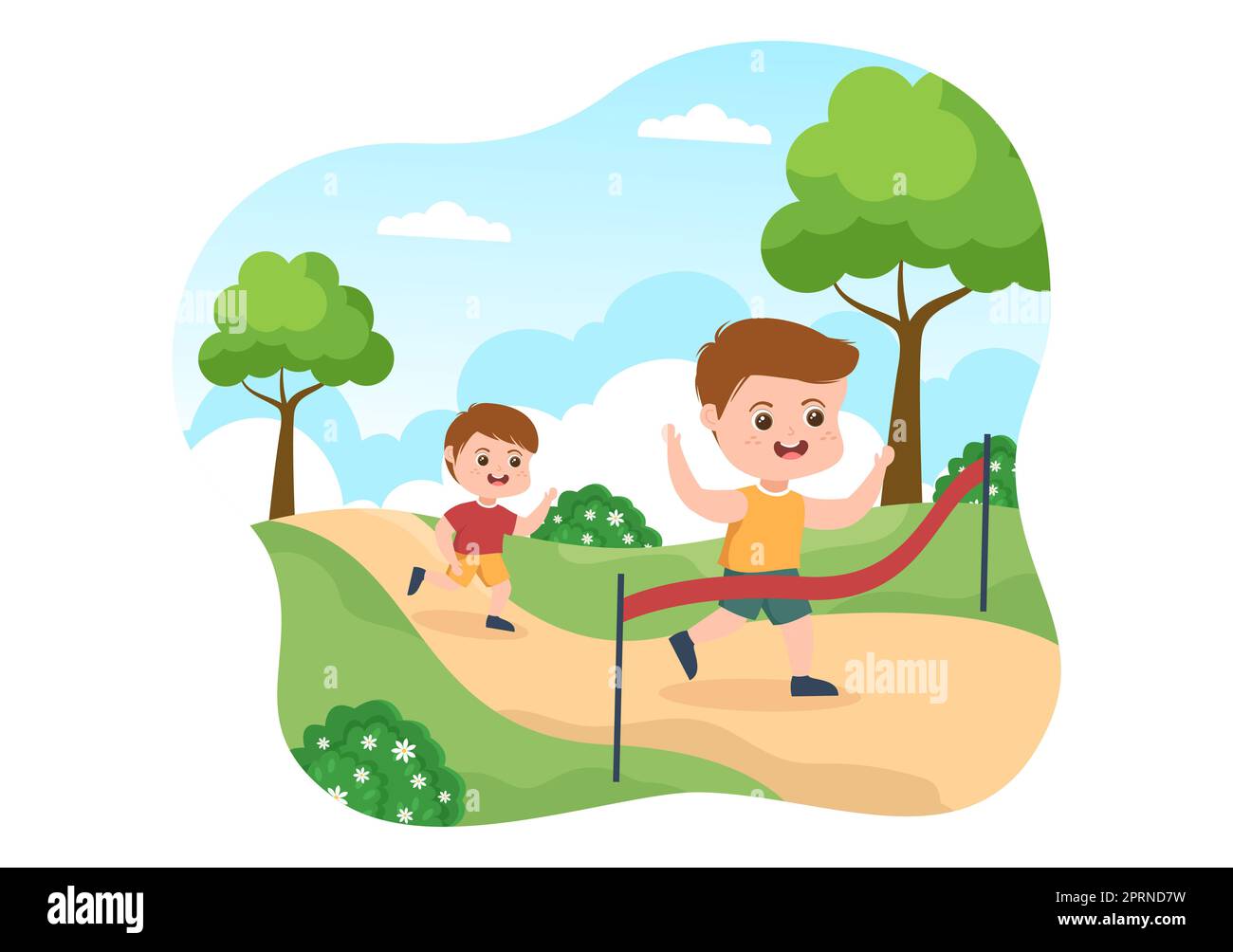 Running Racing Template Hand Drawn Cartoon Flat Illustration Cute Kids ...
