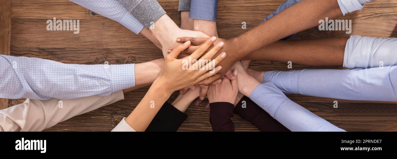 High angle view multiracial team hi-res stock photography and images ...