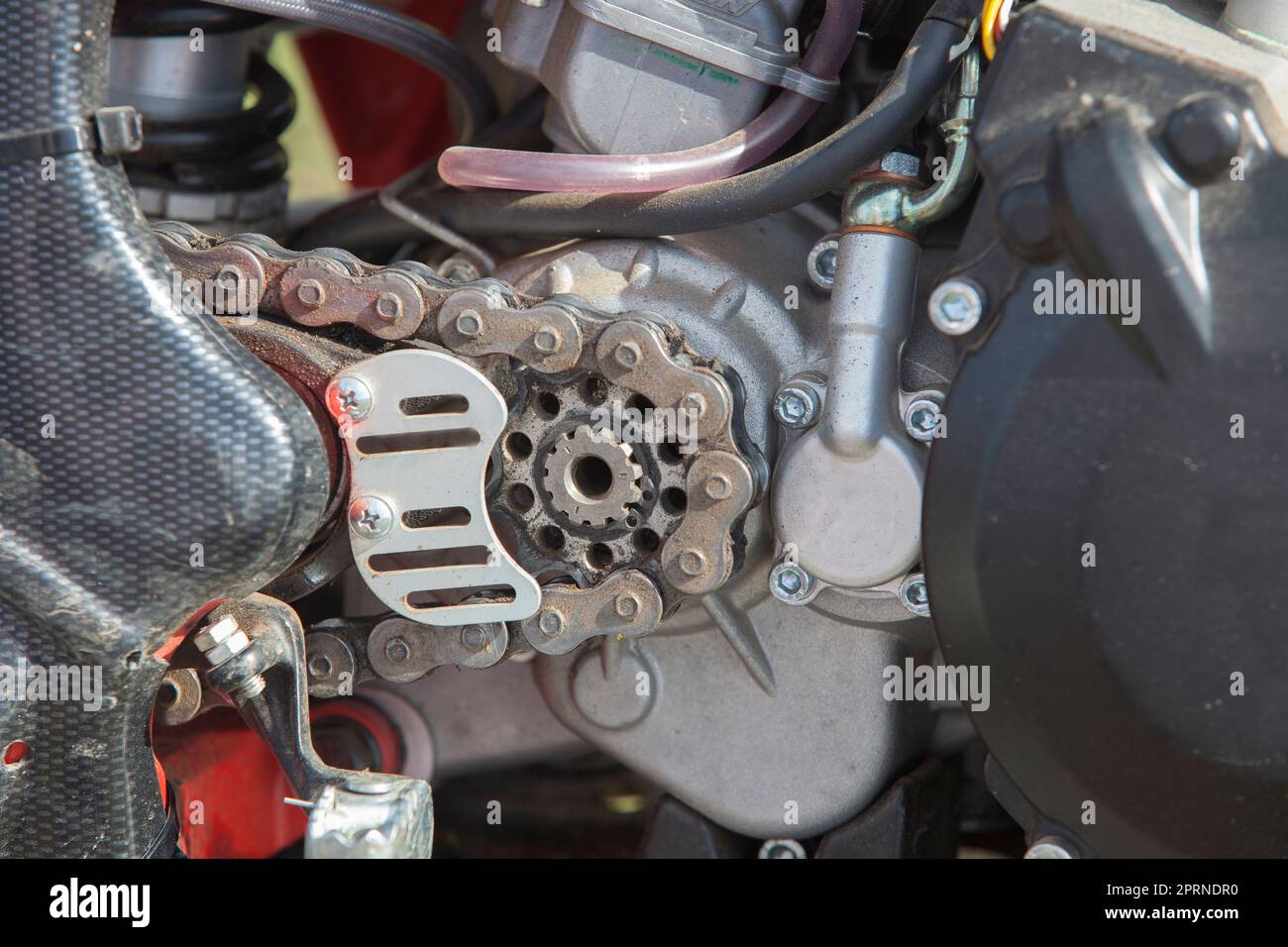 Drive chain mounted at trial motorcycle. Trial motobike trial parts ...