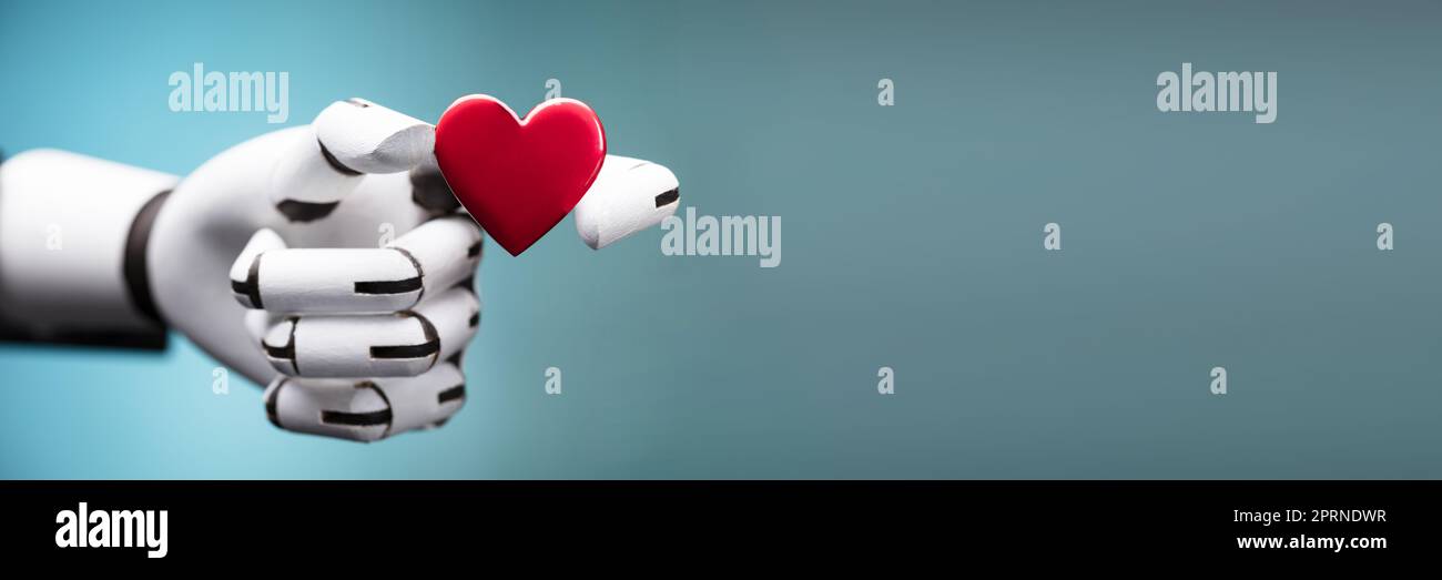 Robot AI Love And Human Heart. Artificial Intelligence Romance Tech ...