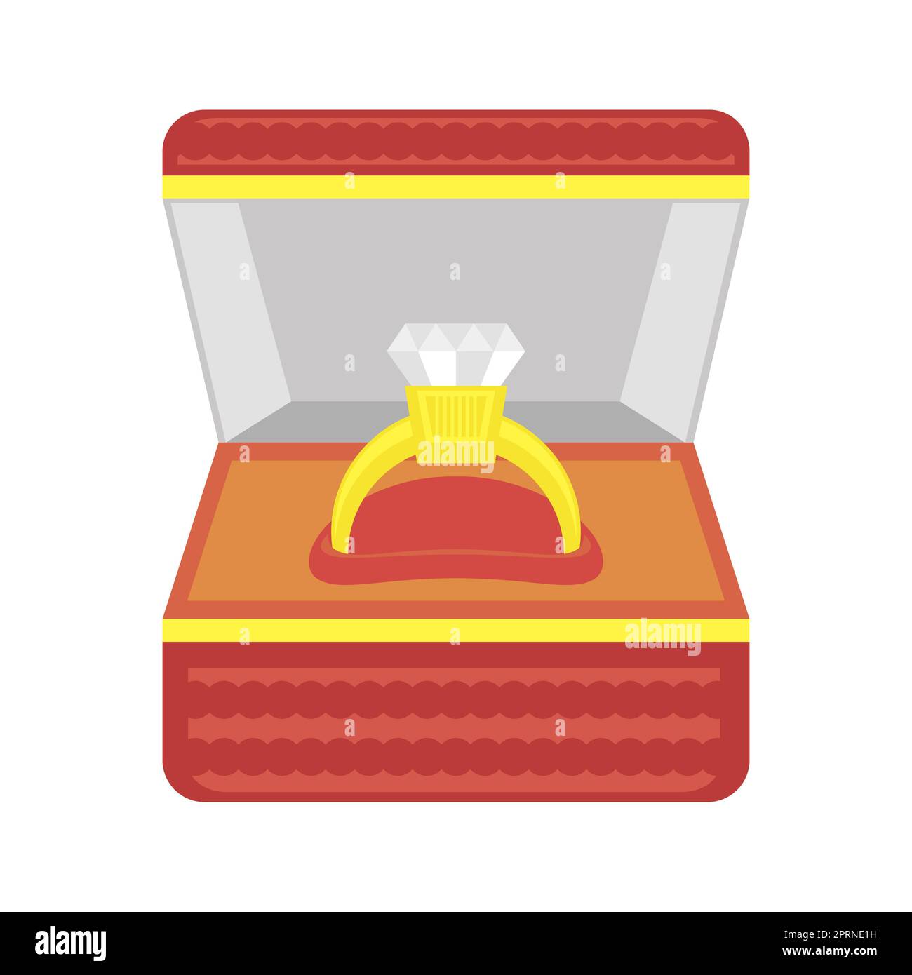 Open Ring Box with Gold Ring and Diamond Isolated on White Background ...