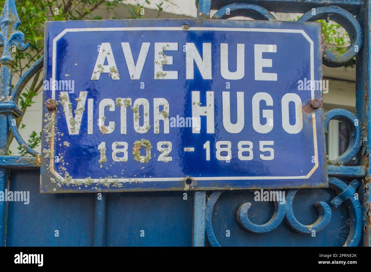 Avenue Victor Hugo 1802-1885. Street sign, Dijon, France Stock Photo ...