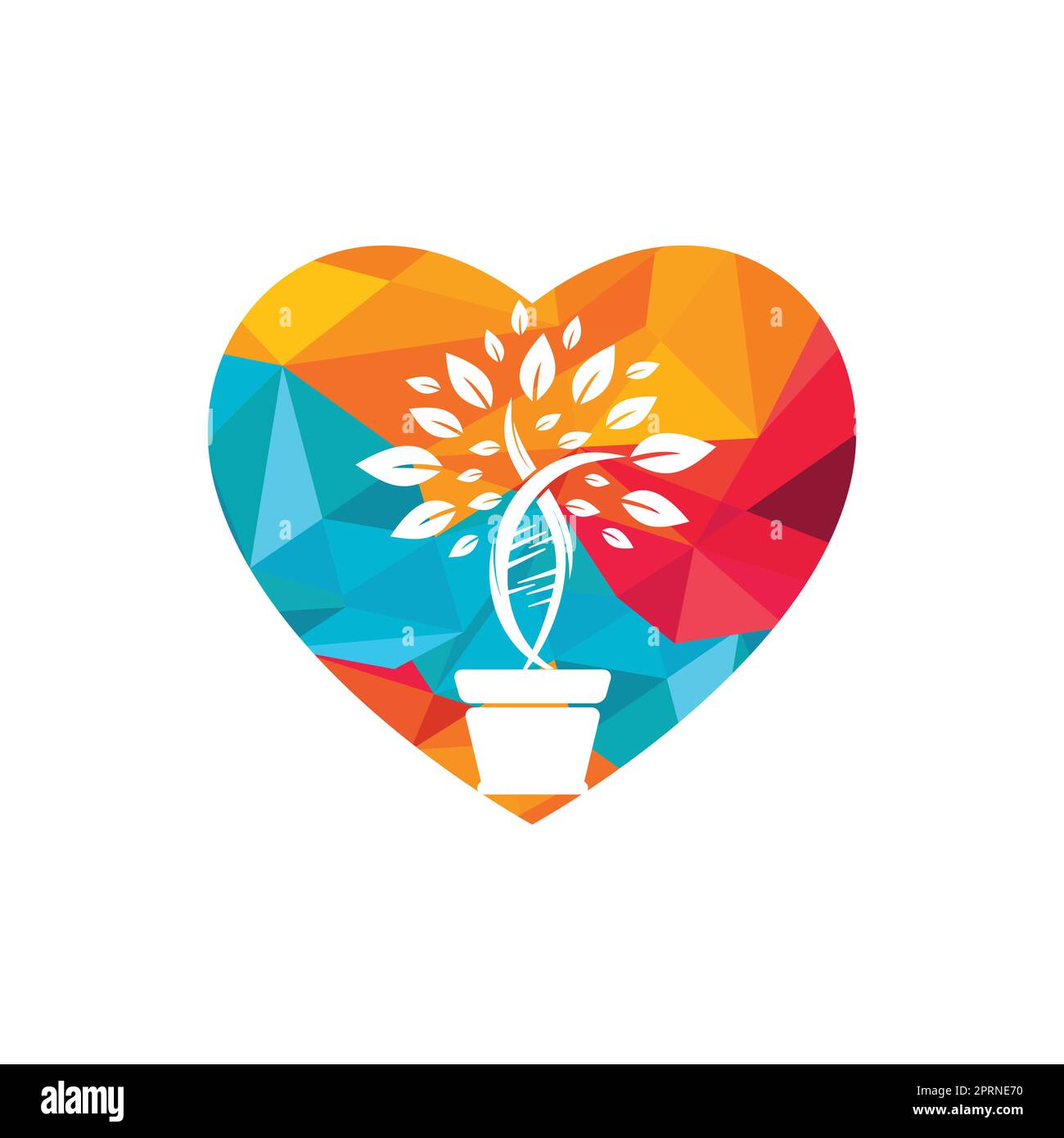 DNA plant with heart shape vector logo design. Organic DNA vector logo ...