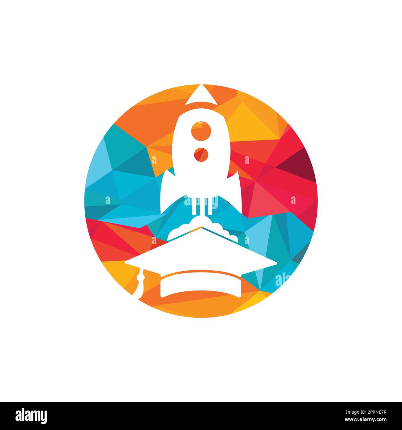 Graduation cap with rocket vector logo design. Rocket learning vector ...