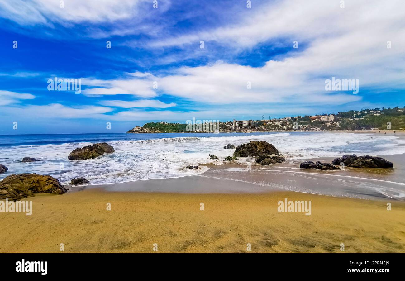 Extremely beautiful huge big surfer waves on the beach in Zicatela ...