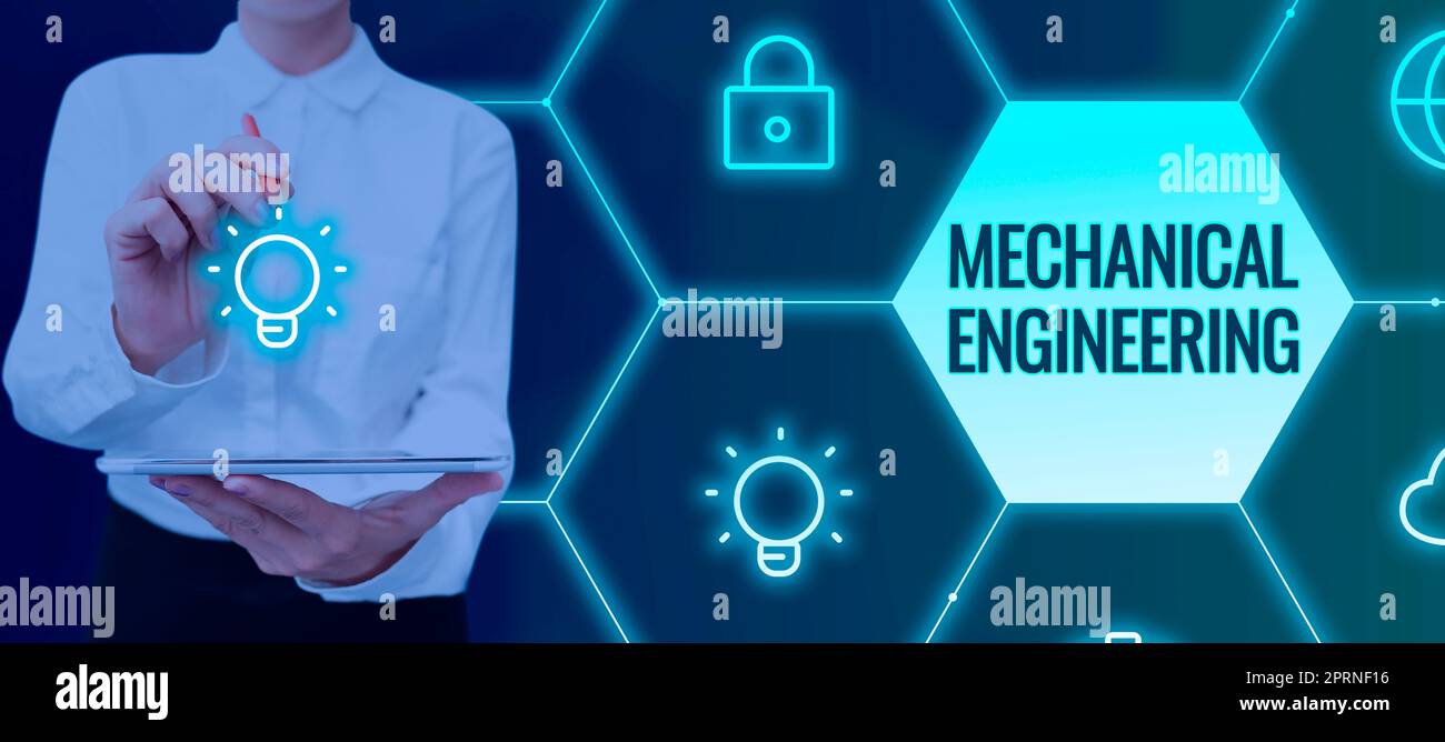 Sign displaying Mechanical Engineering, Word for deals with Design ...