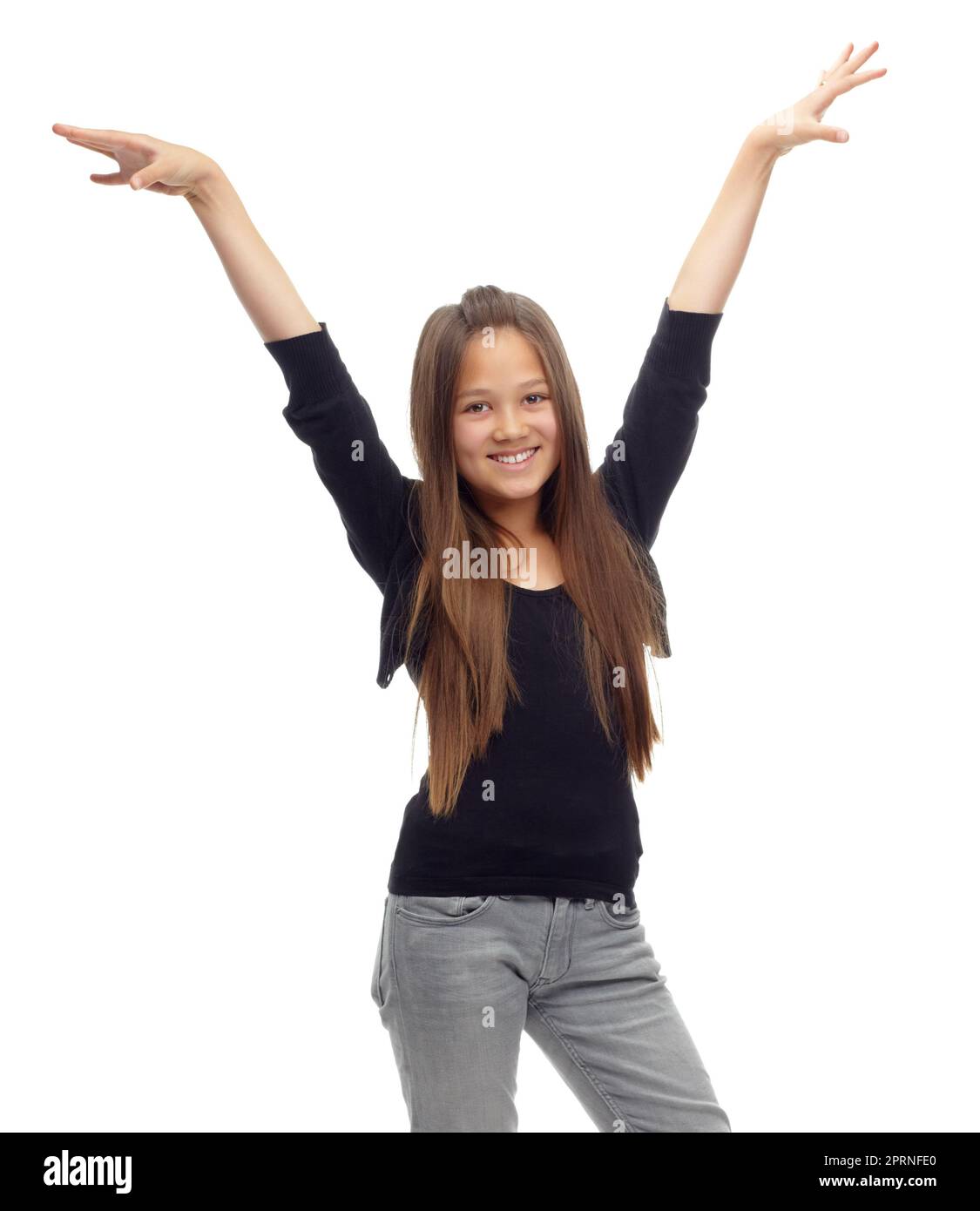 Feeling free and confident. Studio shot of a confident teenage girl ...