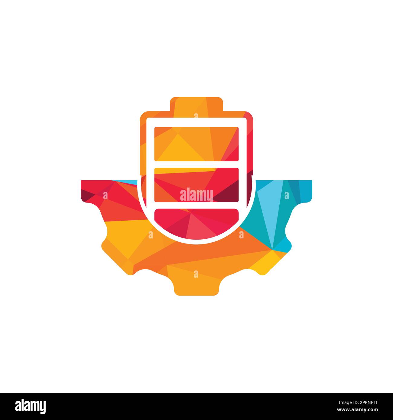 Industrial energy and power logo design concept. Battery and gear icon ...