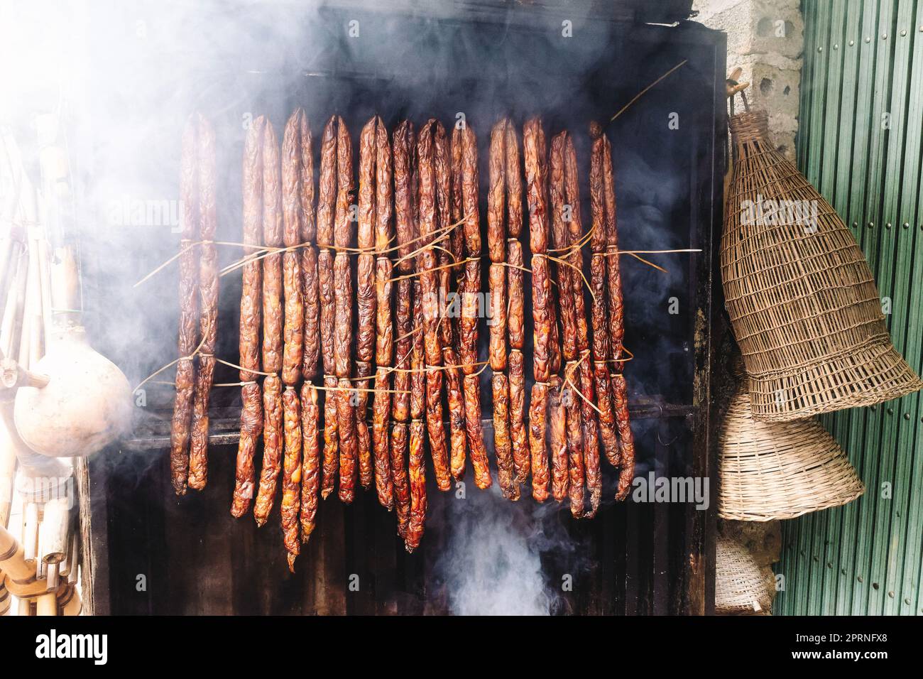 rustic traditional sausage smoking shack Stock Photo - Alamy
