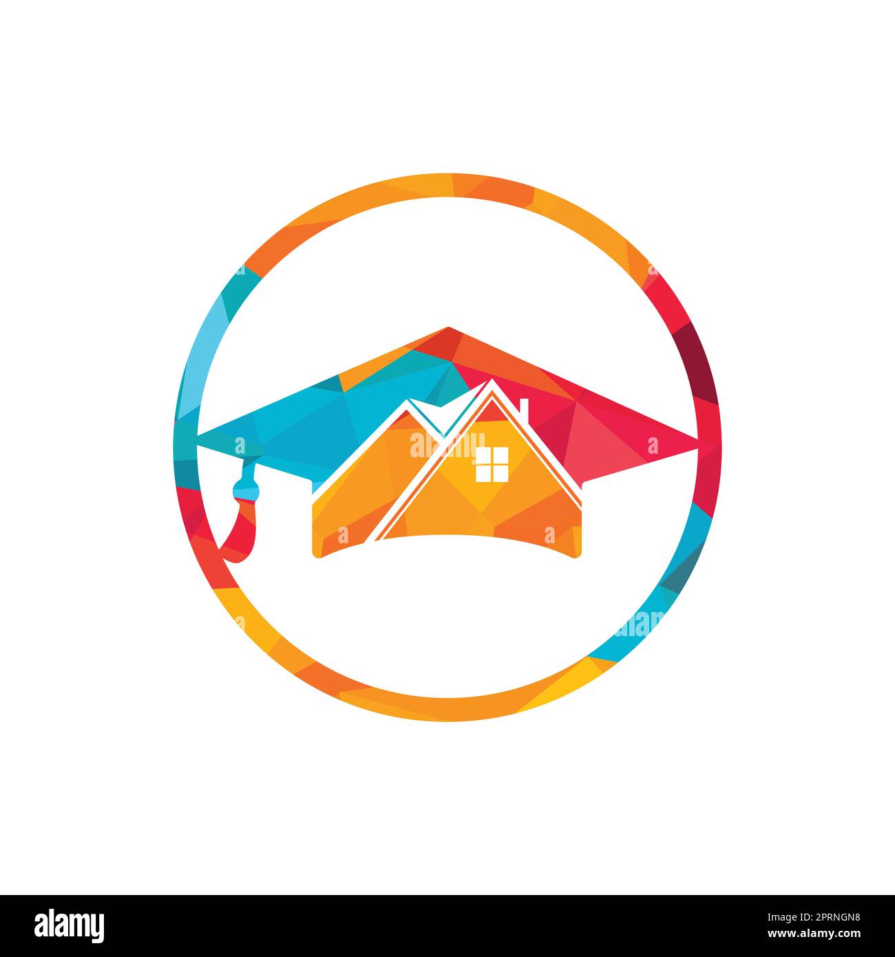 House school education logo design. Graduation hat and house icon ...