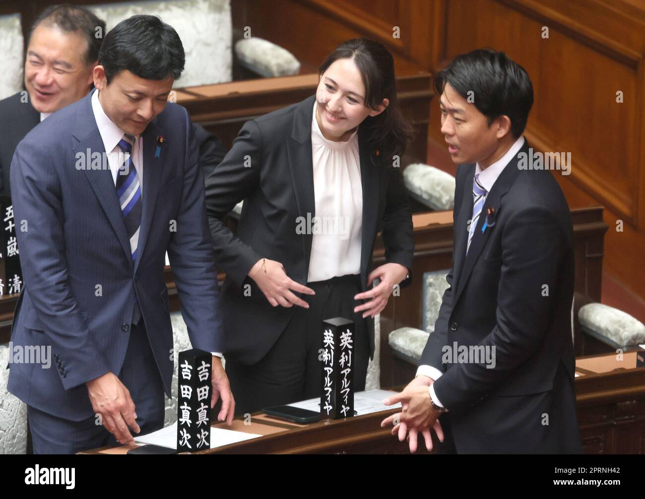 Tokyo, Japan. 27th Apr, 2023. Newly elected Lower House members (L-R ...