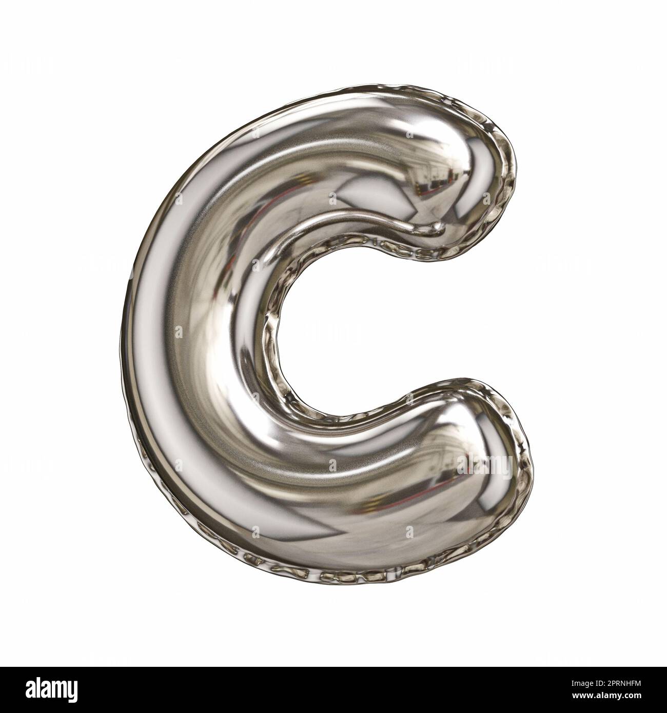 Silver foil balloon font letter C 3D rendering illustration isolated on ...