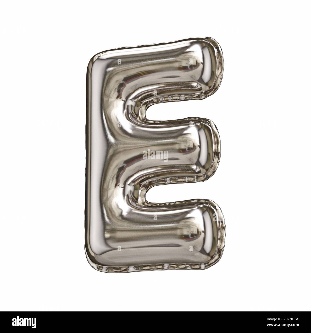 Silver foil balloon font letter E 3D rendering illustration isolated on ...