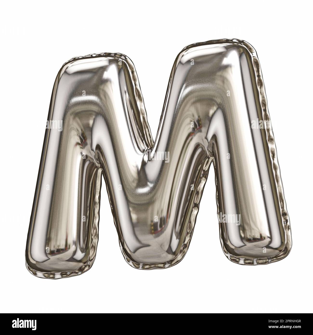 Silver foil balloon font letter M 3D rendering illustration isolated on ...