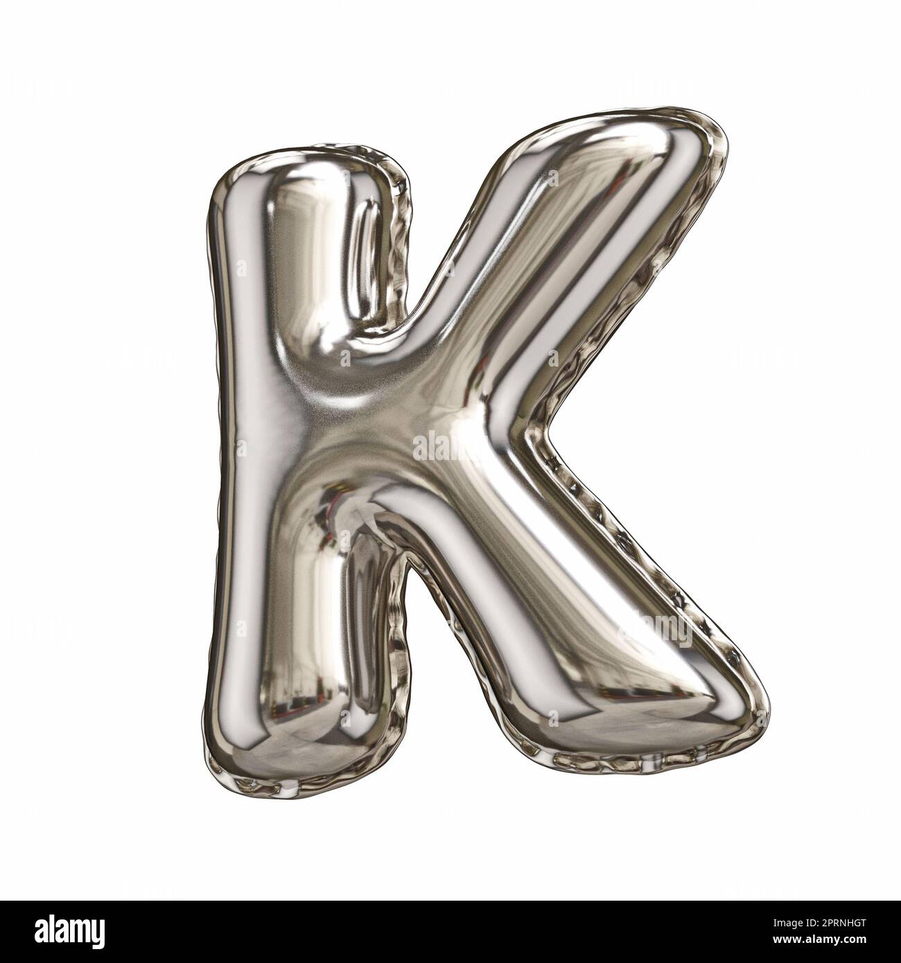 Silver foil balloon font letter K 3D rendering illustration isolated on ...