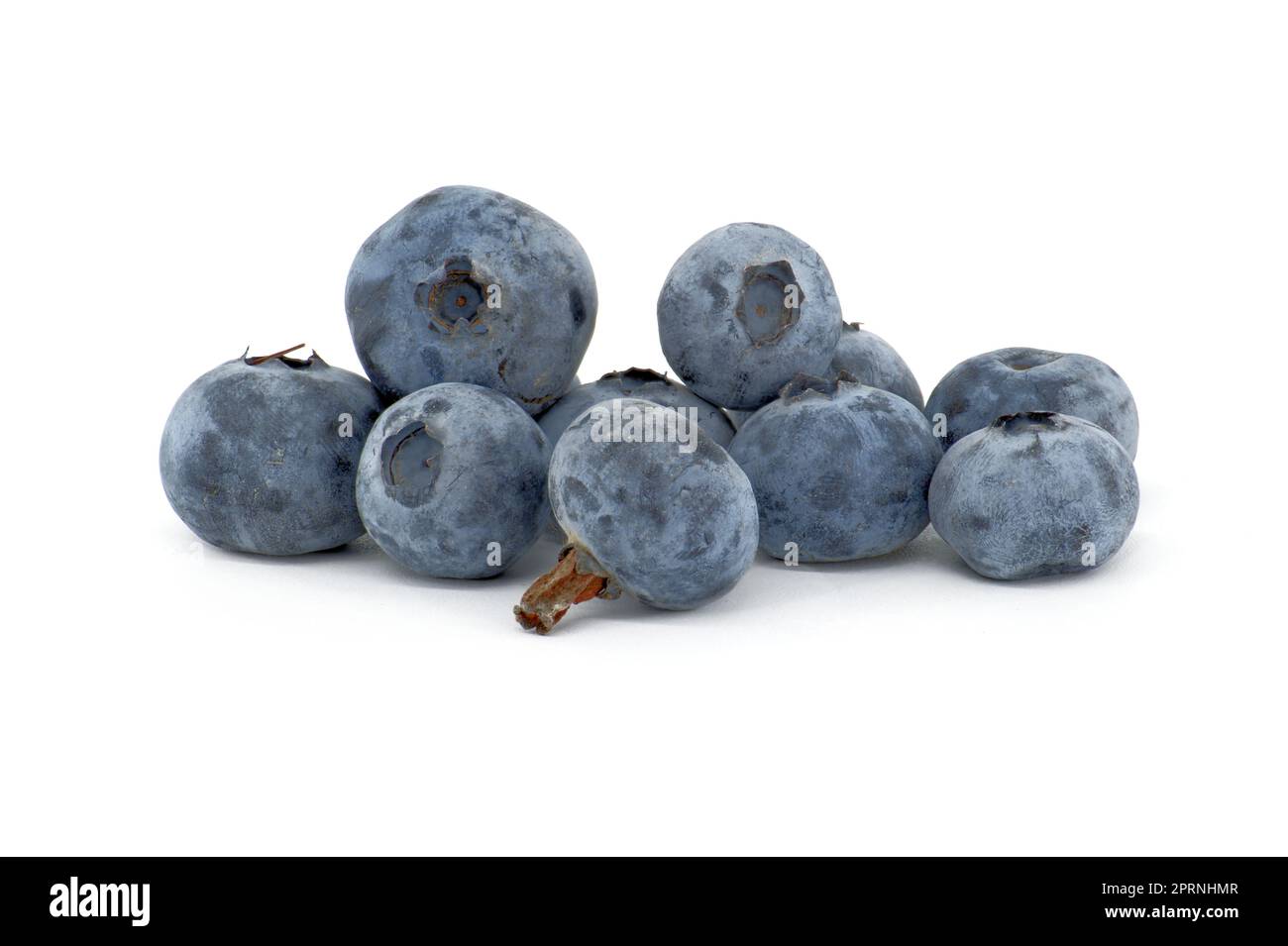 Pile of blueberries isolated on white background, full depth of field ...