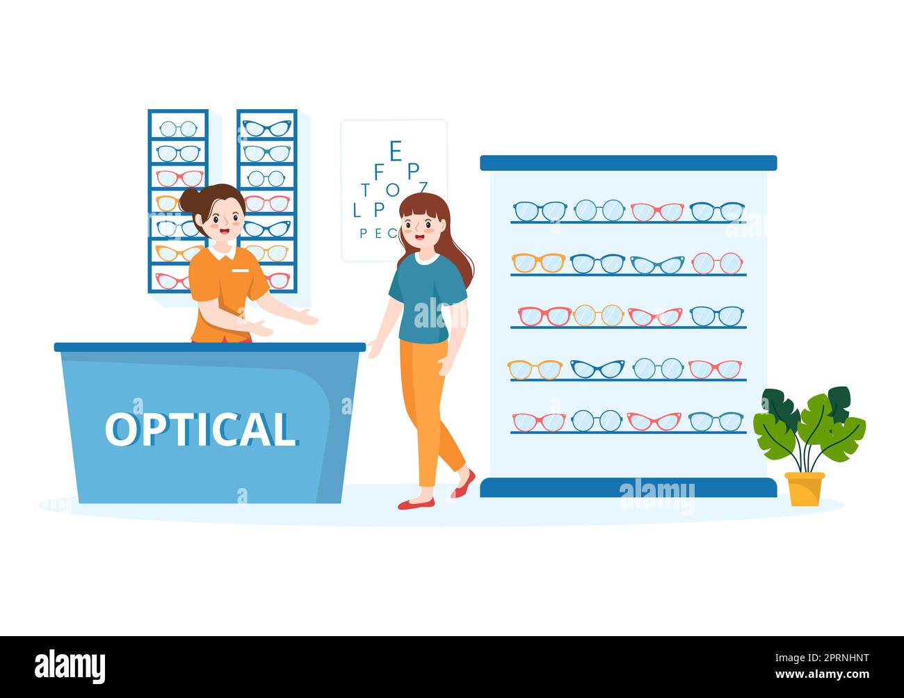 Eye Glasses Store or Optical Shop with Accessories, Optician, Checking ...