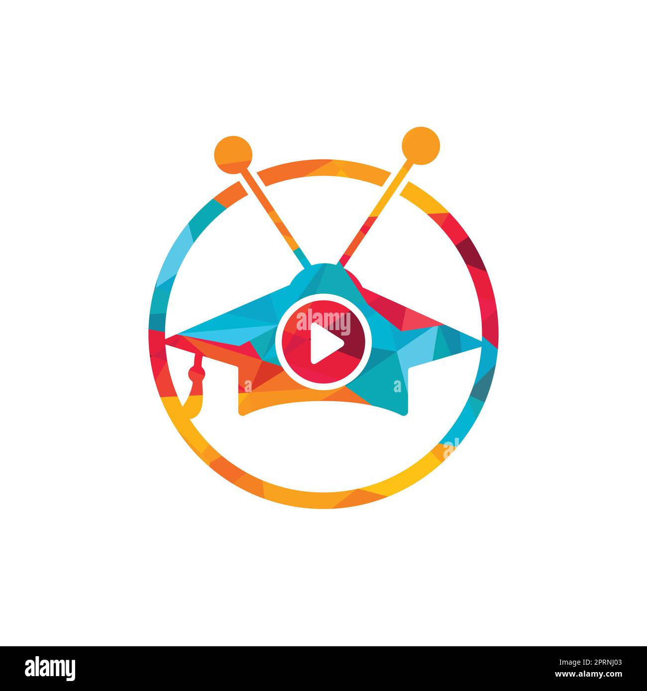 Education video play vector logo design. Graduation cap and play button ...
